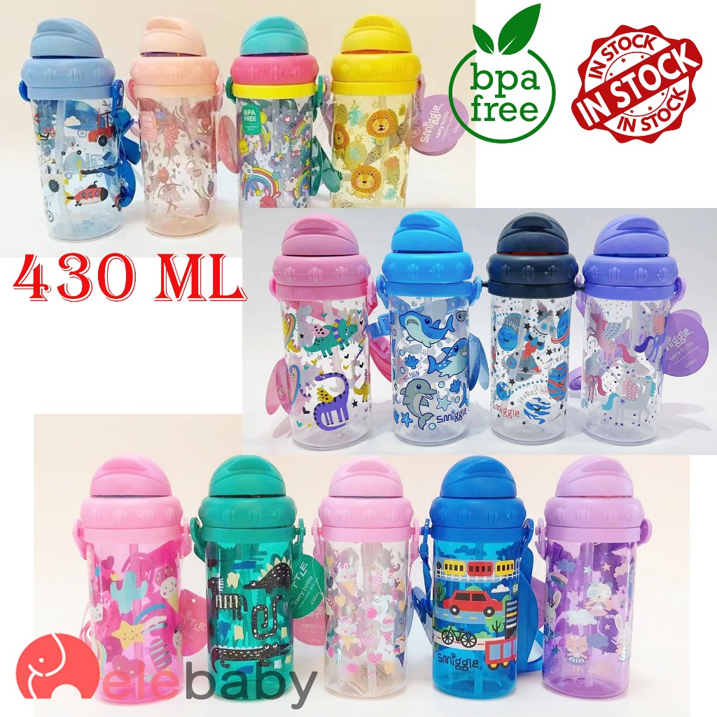 430ml/650ml Smiggle Bottle Water Bottle Kids With Straw Drinking Bottles Botol Air Budak BPA ...