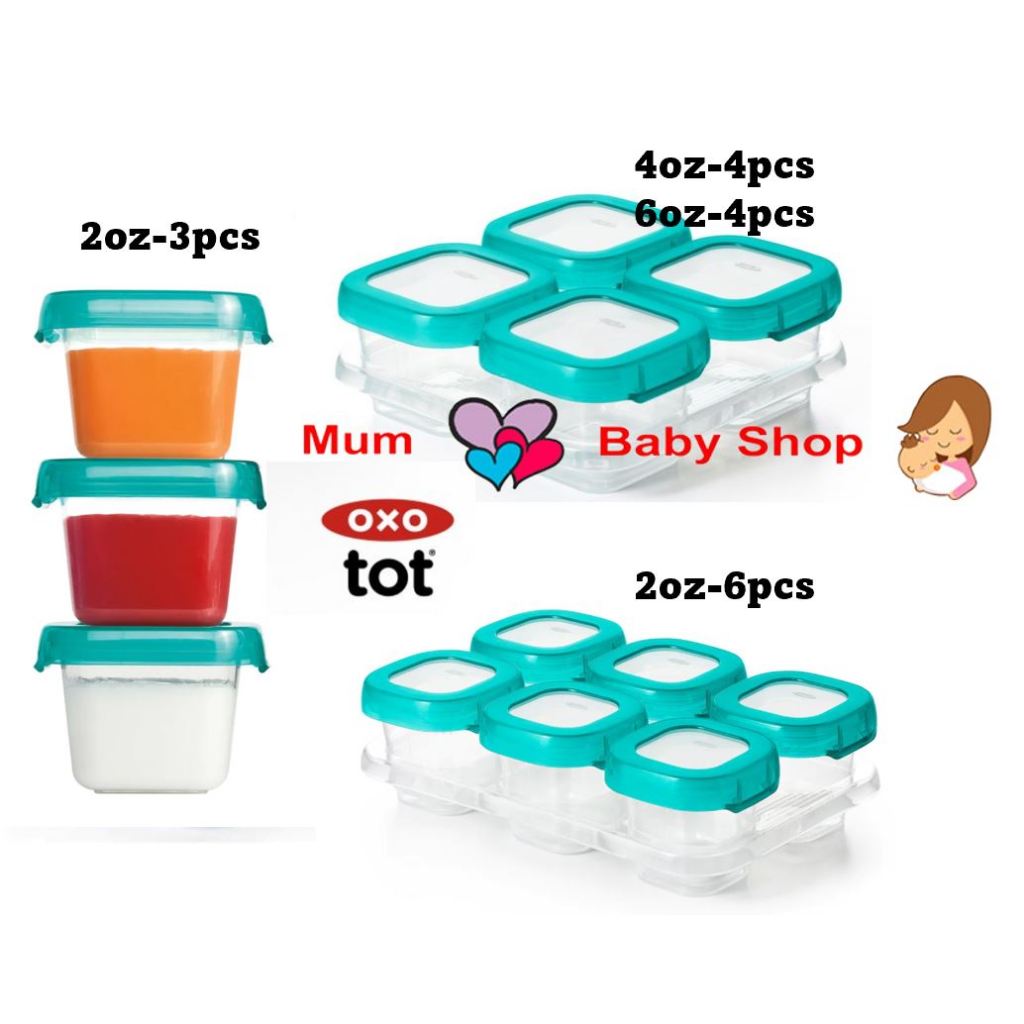 OXO Tot Baby Blocks Freezer Storage Containers, (2oz/4oz/6oz)-Teal | Shopee Malaysia