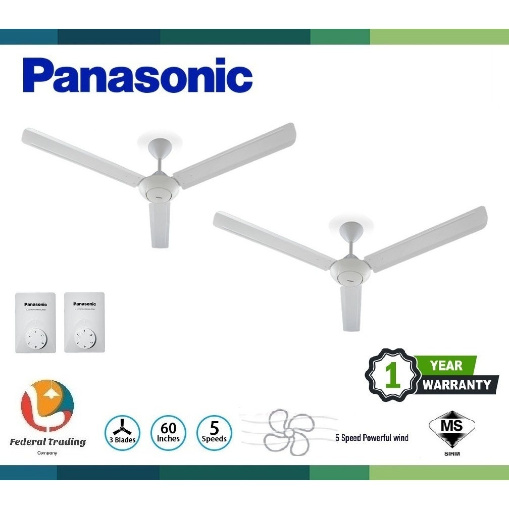 2 unit Panasonic F-M15A0 Regulator Ceiling Fan 60" Metal Fan Kipas ...