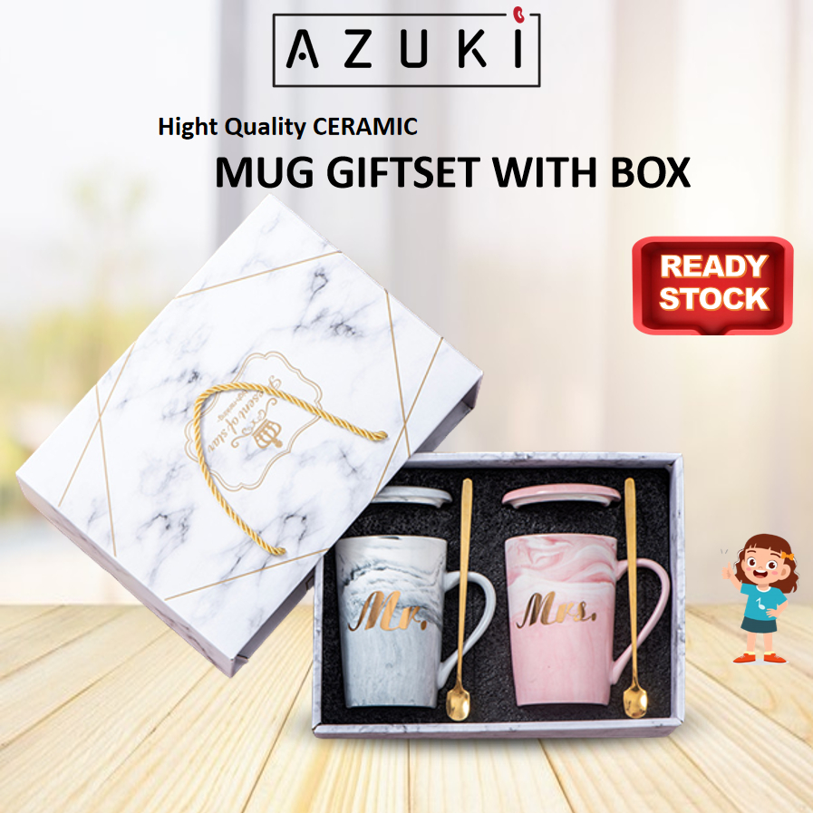 AZUKI Ceramic Couple Cup Set Mug Giftset Door Gift Hadiah Perkahwinan ...