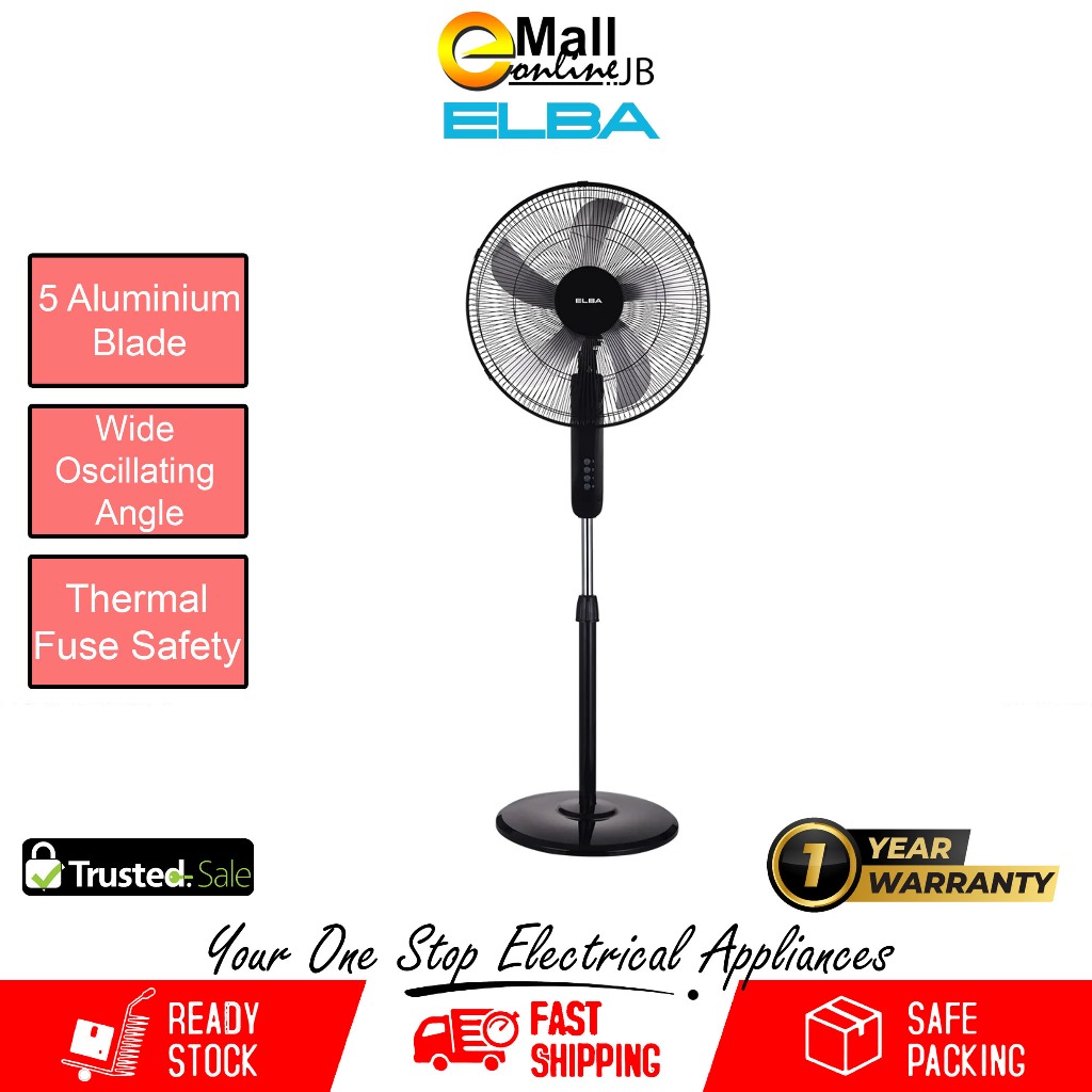 ELBA 18" High Velocity Stand Fan EISF-N1885(BK) - 5 Aluminium Blades ...