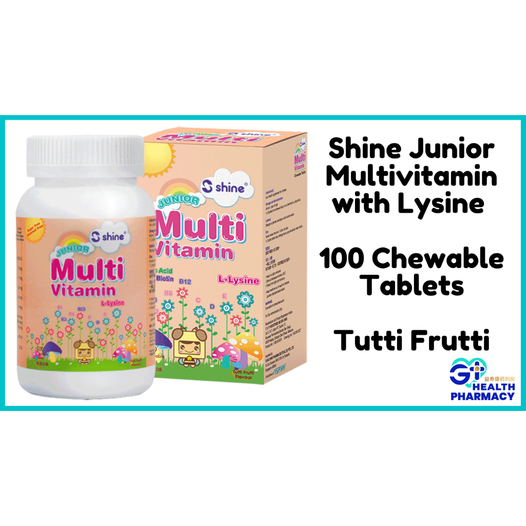 Shine Junior Multivitamin with L-Lysine Chewable Tablets Tutti Frutti ...