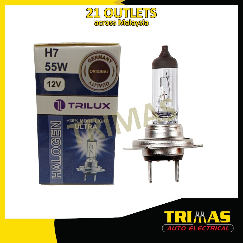 Trilux H7 55W 12V Car Halogen Bulb Headlight Mentol Kereta Perodua Alza ...