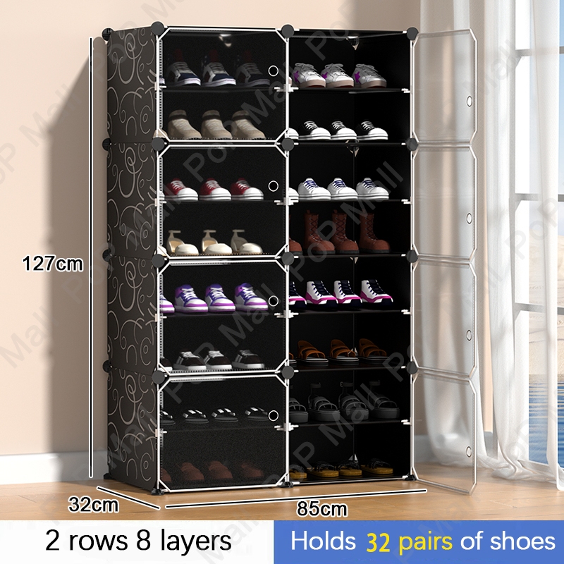 Shoe Rack With Door Rak Kasut Bertutup Storage Box Stackable Shoe Box ...