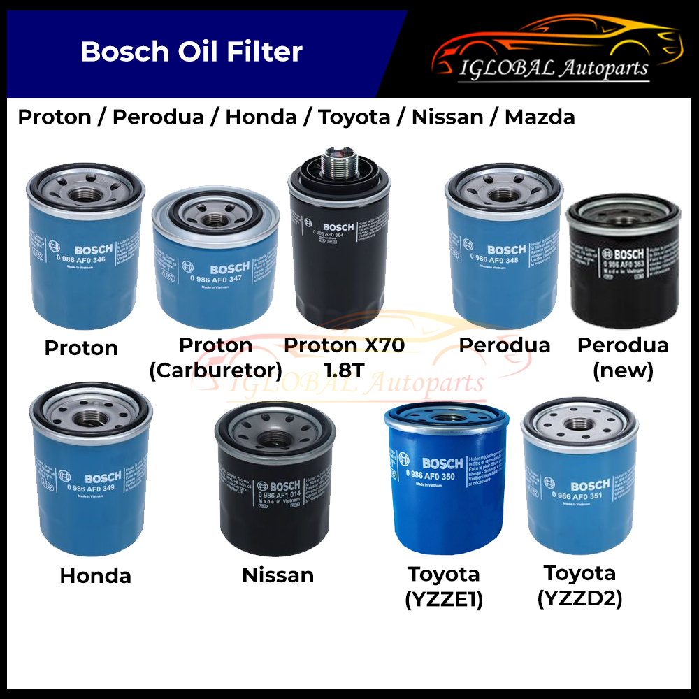 Bosch Oil Filter for Proton, Perodua, Honda, Toyota, Nissan, Mazda ...