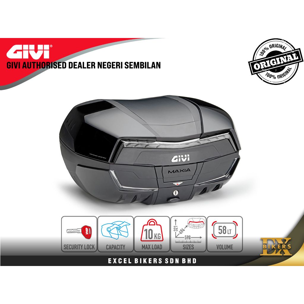 GIVI TOP BOX V58NNT MAXIA /58 LTR TOP BOX/GIVI MONOKEY TOP BOX/ GIVI TOP BOX/ GIVI PLASTIC TOP ...