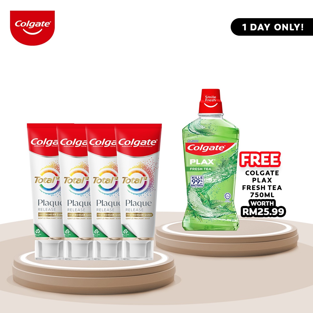 Colgate Total Plaque Release Gentle Fragrant Mint Toothpaste (95g x 4 ...