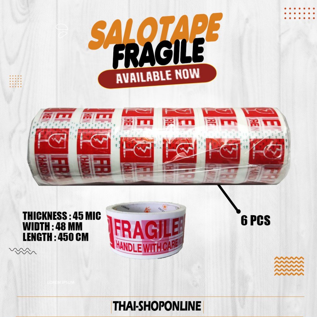 48mm High Quality Fragile Tape Opp Tape 1 Salotape Fragile Ready Stock ...