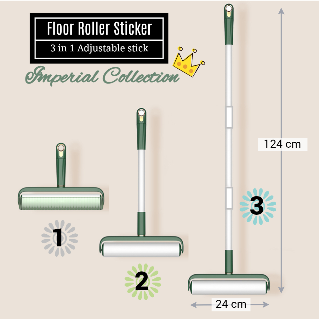 [Xhome] 24cm Adjustable Long Handle Sticky Lint Roller, Floor Sticker ...