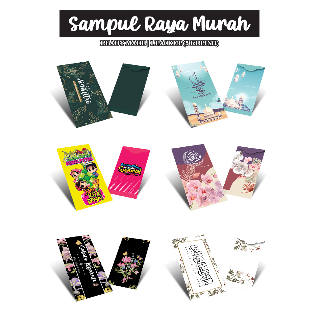 READY MADE | 1 PACKET (5 KEPING) Sampul Raya Murah 2024 | Sampul Raya ...