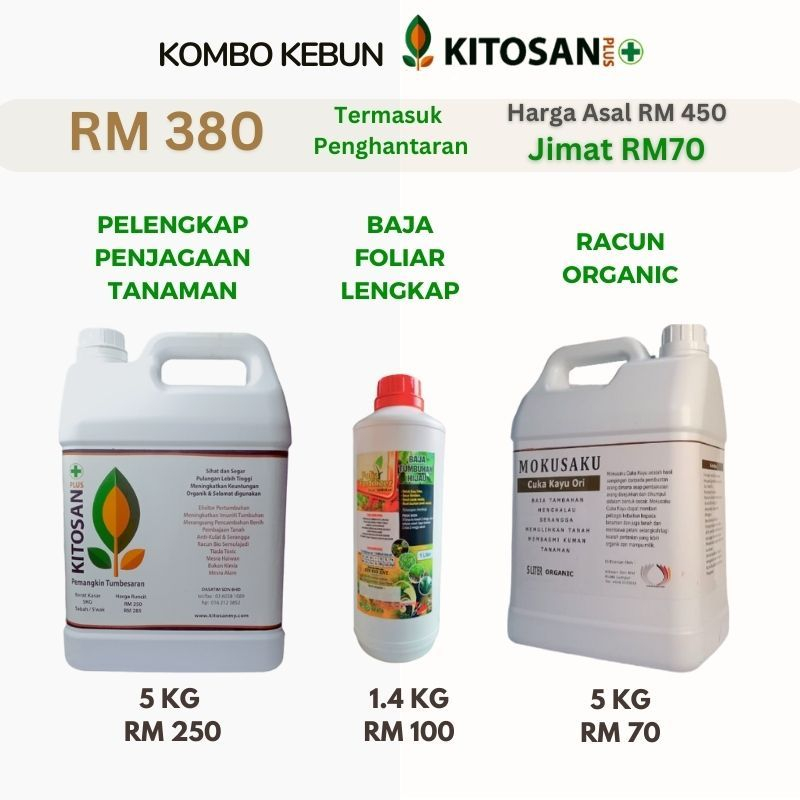 Kitosan Plus KOMBO KEBUN Semi Organik Foliar Baja Racun & Booster ( 3 ...