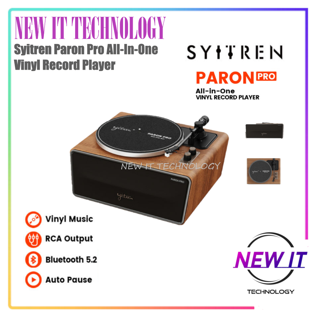 Syitren Paron Pro All-In-One Vinyl Record Player | Bluetooth 5.0 | HiFi ...