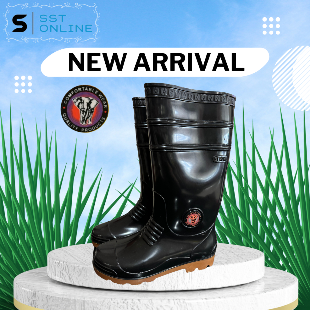 [SST Online] Gajah King Men Long Rain Rubber Boots 3-2000L - Black ...