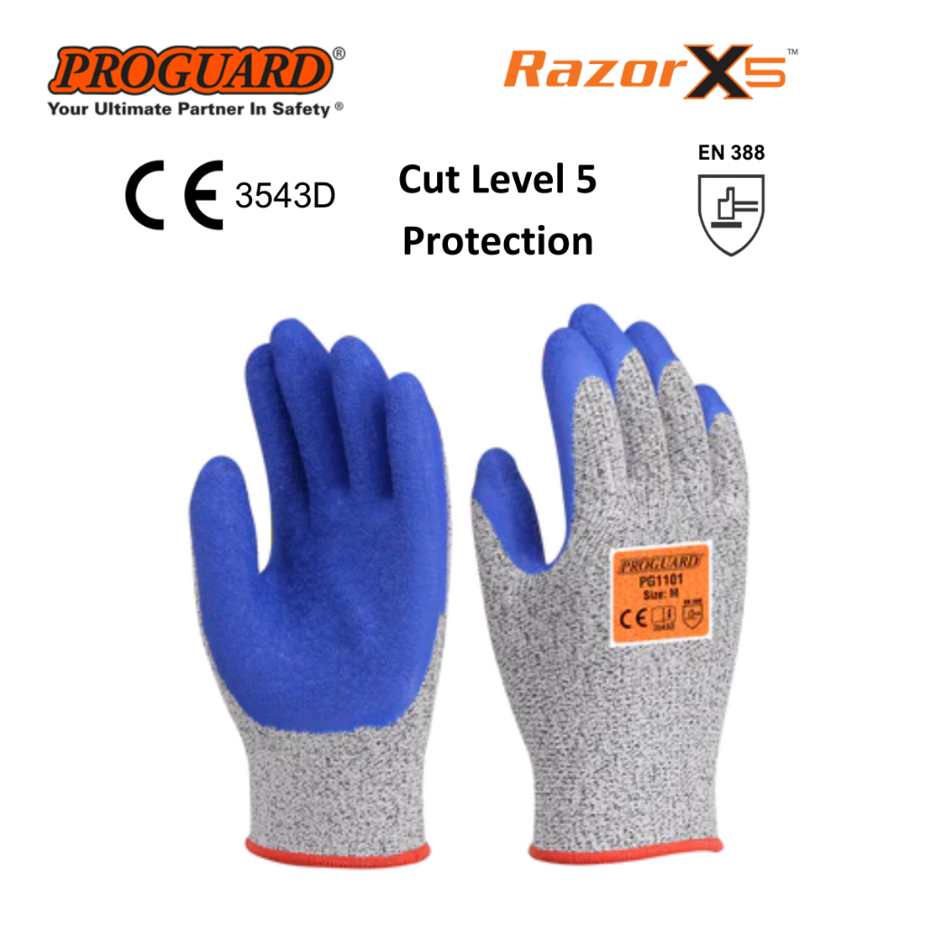 Proguard RAZOR X5 Cut Lvl 5 Anti-Slip Breathable Latex Coated Glove ...