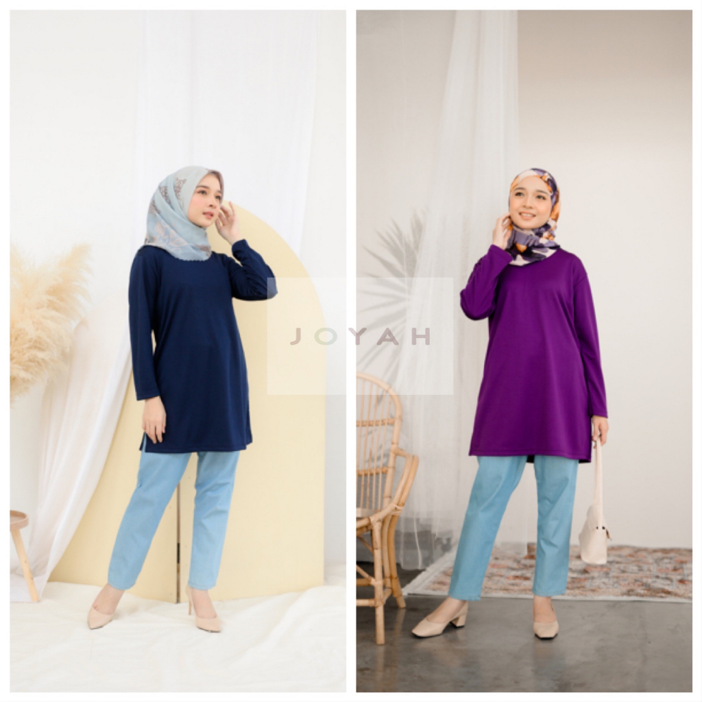 Joyah Plus Size Premium Muslimah/XS-XL/Baju Sukan Muslimah/Plain Jersi/ Microfiber Eyelet ...