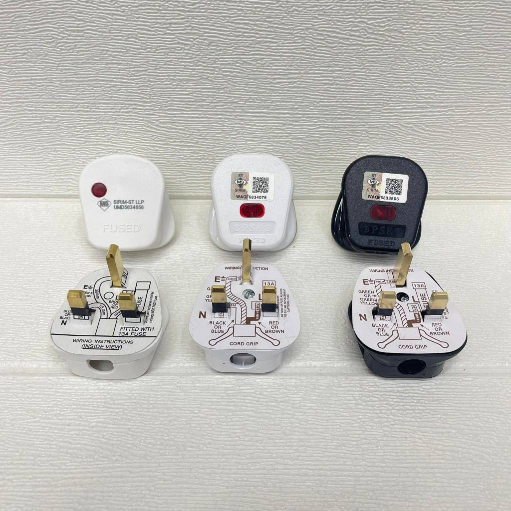 SIRIM SAFETY UMS PSE FUSED PLUG TOP 13A 3PIN +WITH LAMP PLUGS NEON ...
