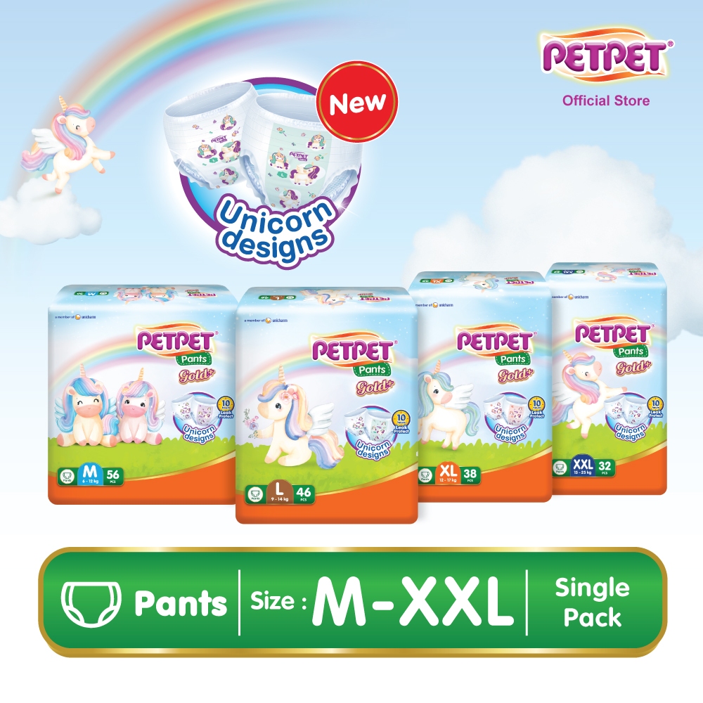 PETPET Pants Gold+ Super Jumbo Pack - M56/L46/XL38/XXL32 (1 Pack) (Unicorn) | Shopee Malaysia