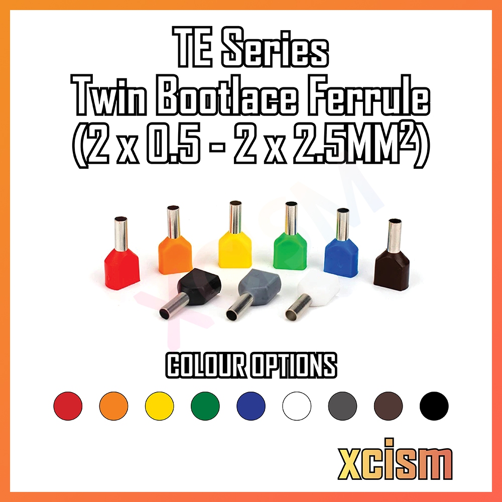 TE Series Insulated Twin Dual Wire Bootlace Ferrule Cord End Sleeve ...