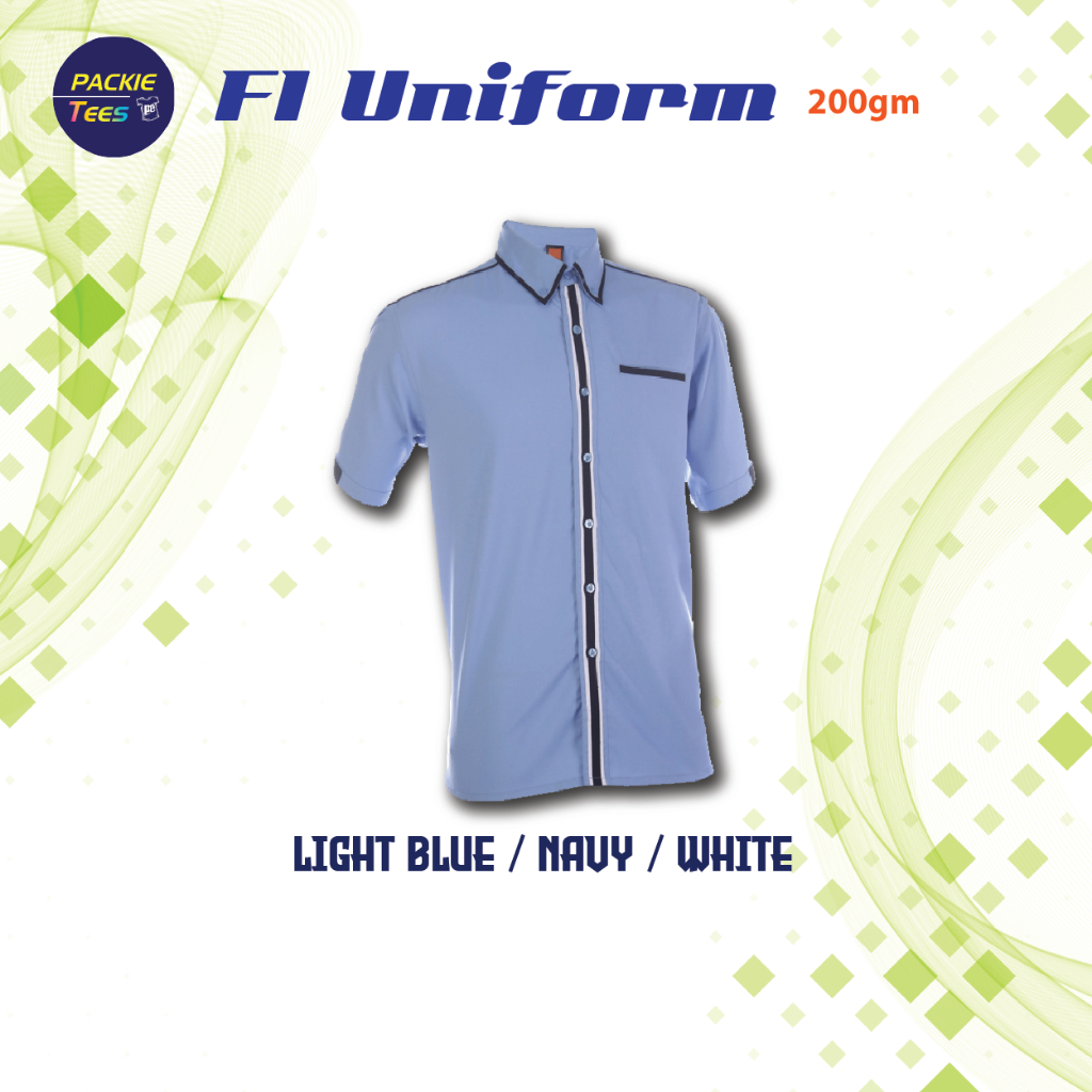 CORPORATE UNIFORM LIGHT BLUE/NAVY BLUE/WHITE 65% POLYESTER/35% VISCOSE ...