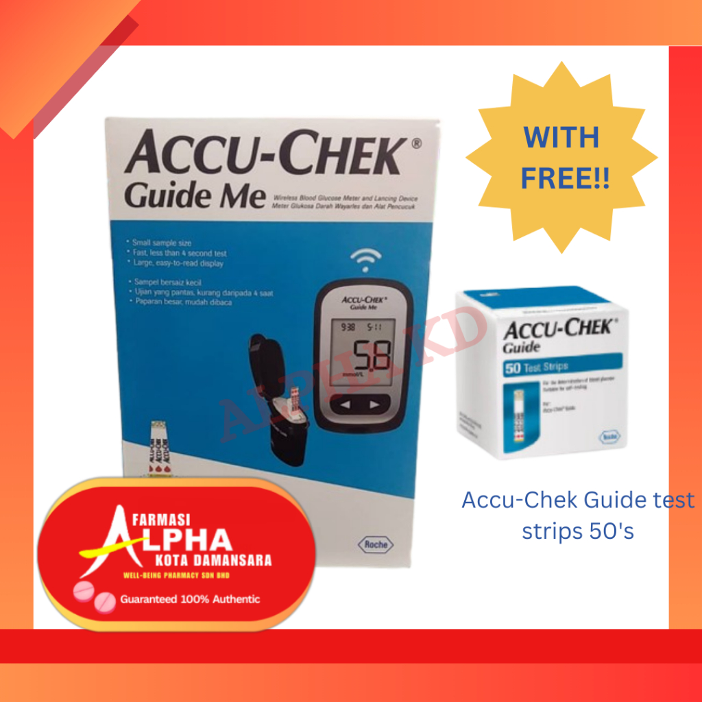 ACCU-CHEK GUIDE ME Blood Glucose Meter + FREE EST STRIPS 50'S | Shopee ...