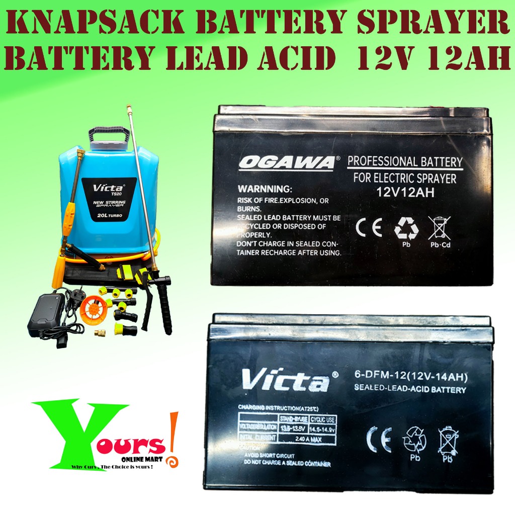 12V 12AH LEAD ACID BATTERY FOR KNAPSACK BATTERY SPRAYER \ BATERI 12V ...