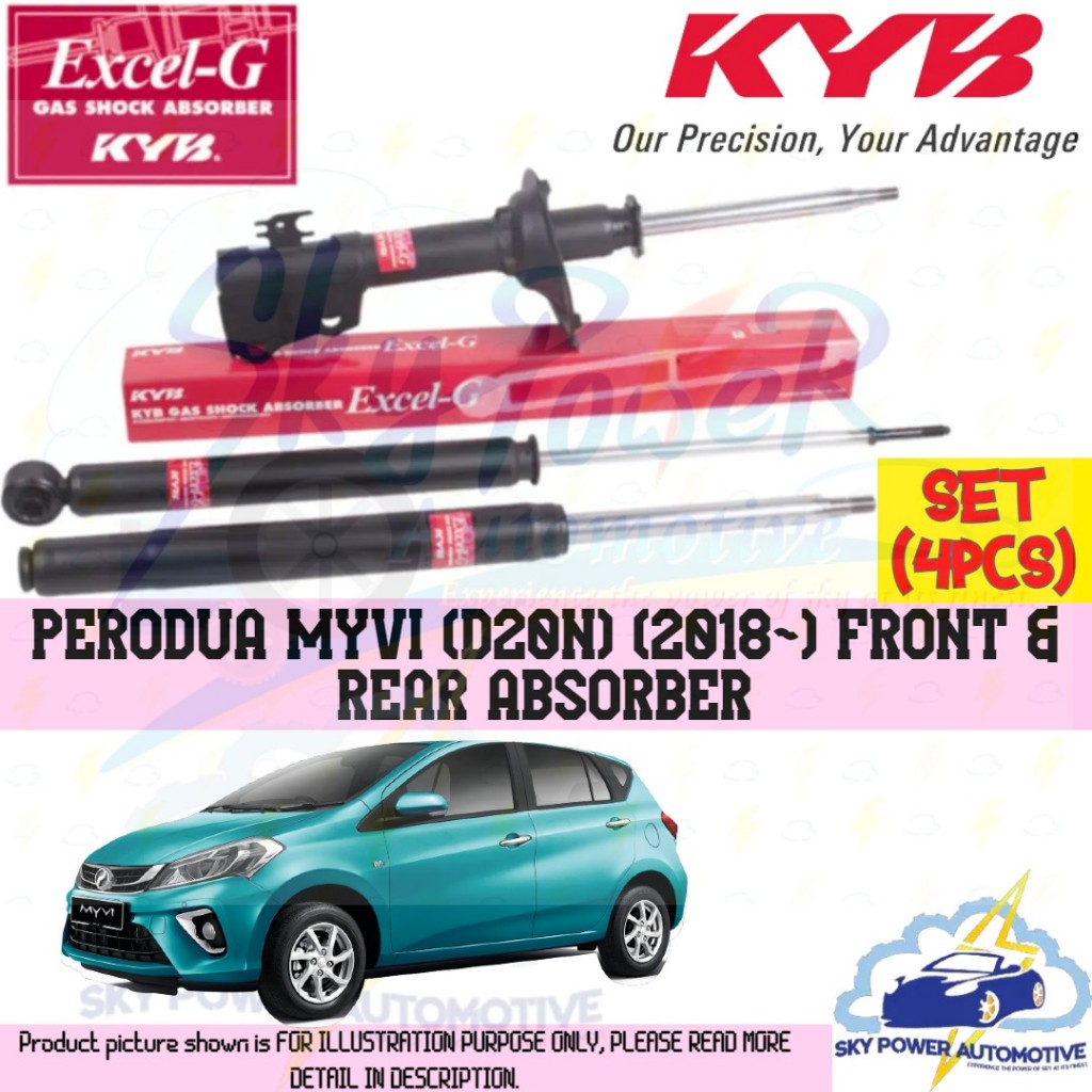 PERODUA MYVI D20 D20N (2018~) KAYABA KYB EXCEL G GAS SHOCK ABSORBER (FRONT 2PCS + REAR 2PCS ...