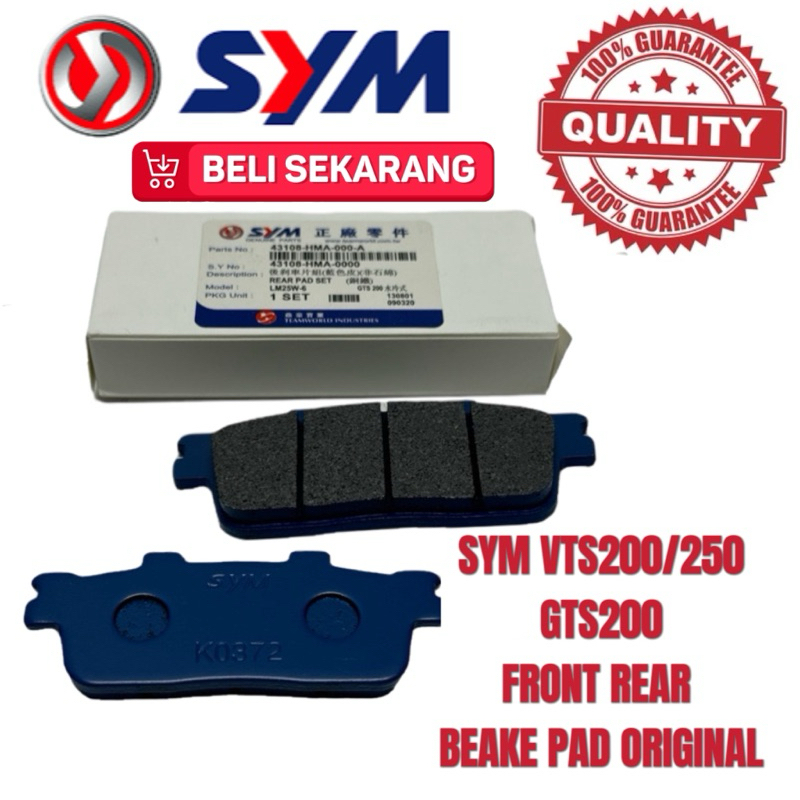 ORIGINAL SYM VTS200 250 GTS200 FRONT REAR DISC BRAKE PAD | Shopee Malaysia
