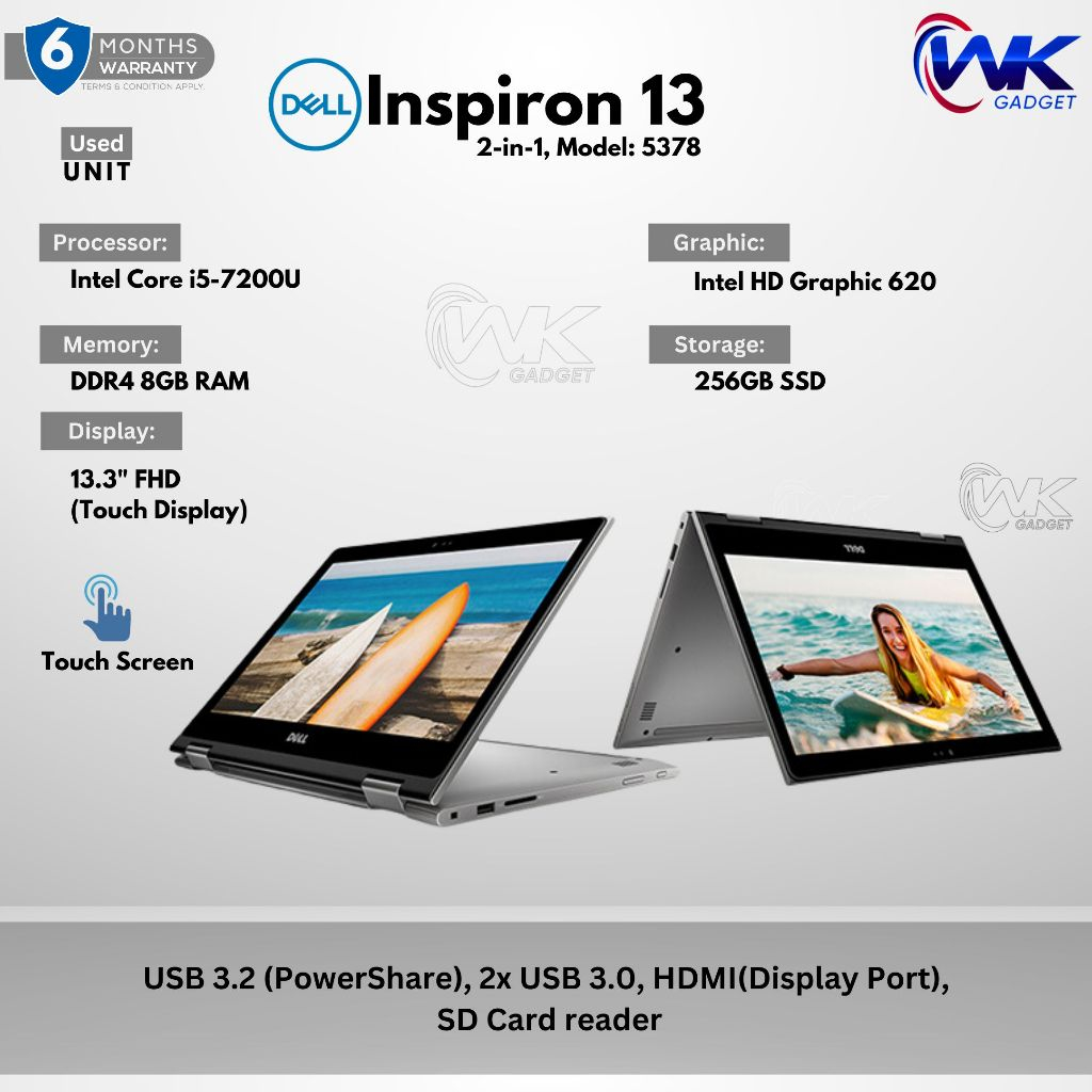 Dell Inspiron 13-5378 | Intel Core i5-7200U | 8GB-256GB SSD | 13.3" FHD ...