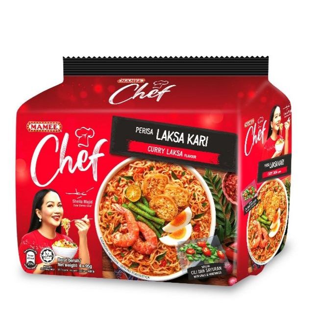 MAMEE CHEF Packs Noodles 4PCS- SPICY CHIC, LAKSA CURRY ,LONTONG ,CREAMY ...