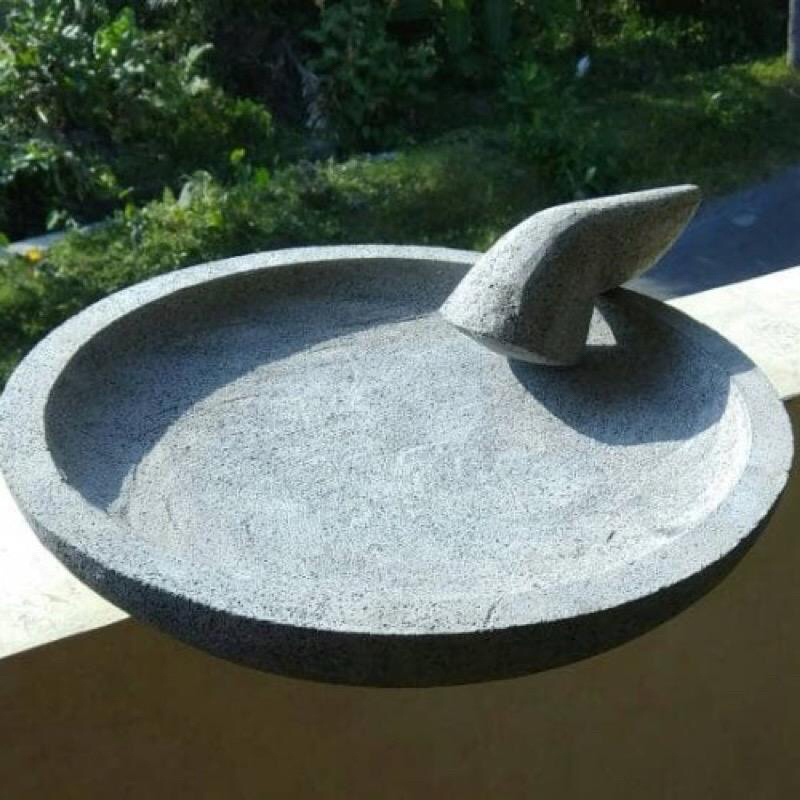 45cm 50cm Set COBEK BATU BESAR berat 19kg size paling besar BUATAN TANGAN Asal INDONESIA ...