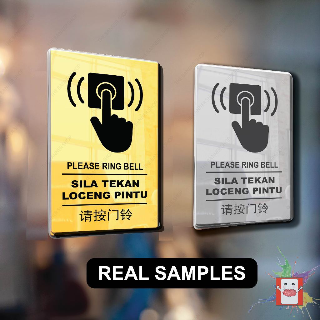 Press Bell Sign Acrylic, Please Press Bell Sigange, Sila Tekan Loceng ...
