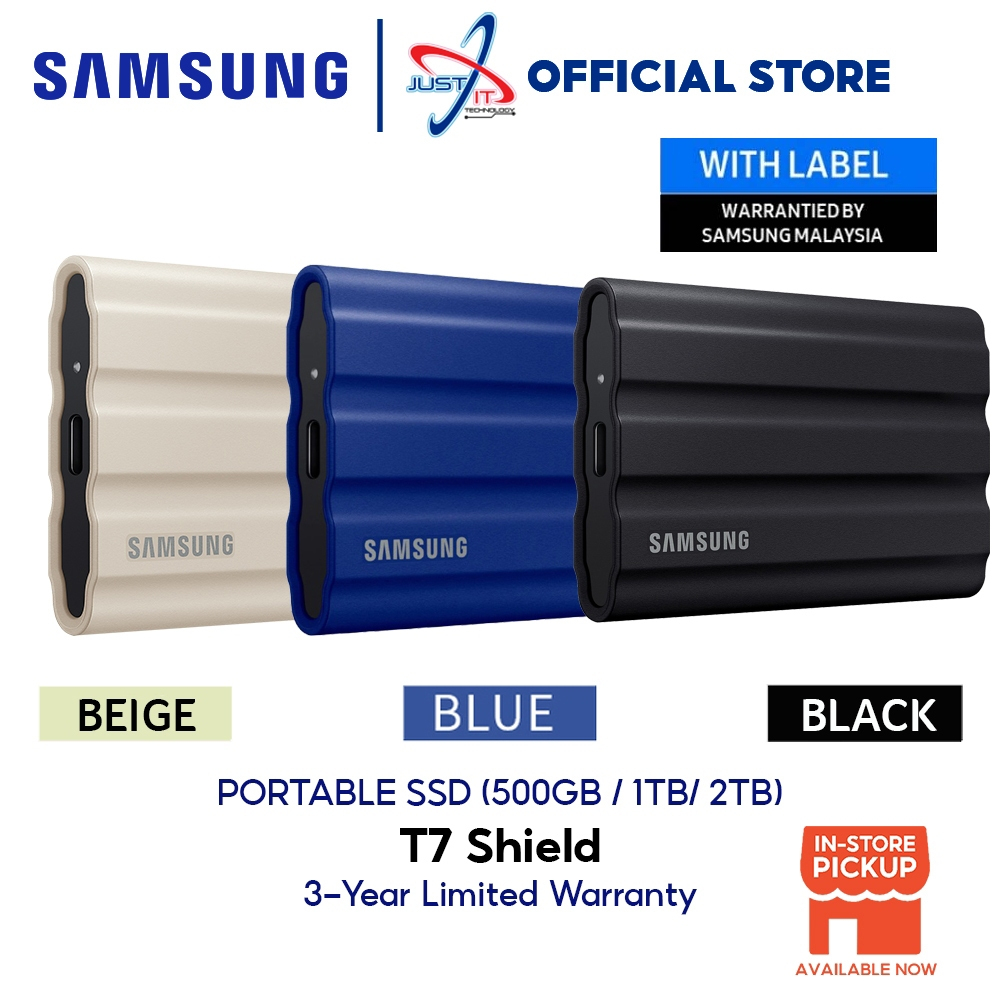 SAMSUNG T7 SHIELD SSD PORTABLE - BEIGE / BLUE / BLACK ( 1TB / 2TB ...