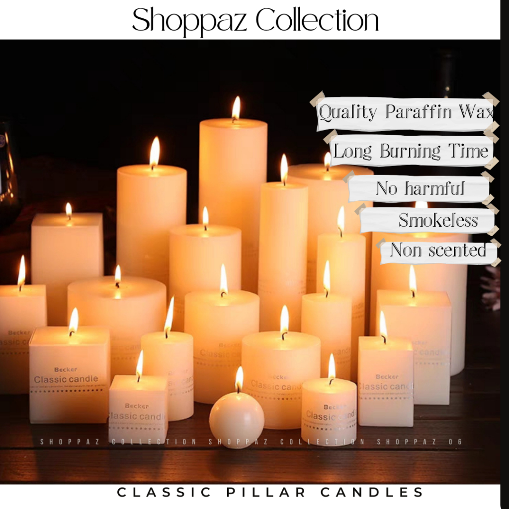 Shoppaz 5-20cm Cream Candle White Candles Non Scented Candles Smokeless ...