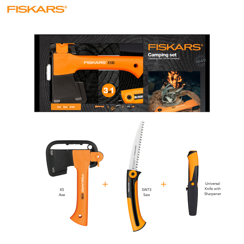 Fiskars X-series X5 Camping Set (X5 axe, SW73 saw, Universal knife with ...