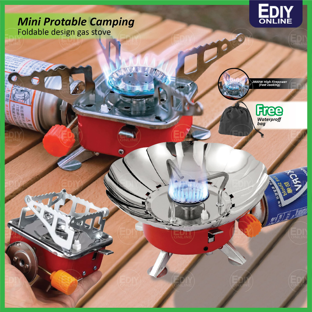 Mini Portable Camping Card Type Lotus Stove Anti Wind Butane Gas Cooker ...