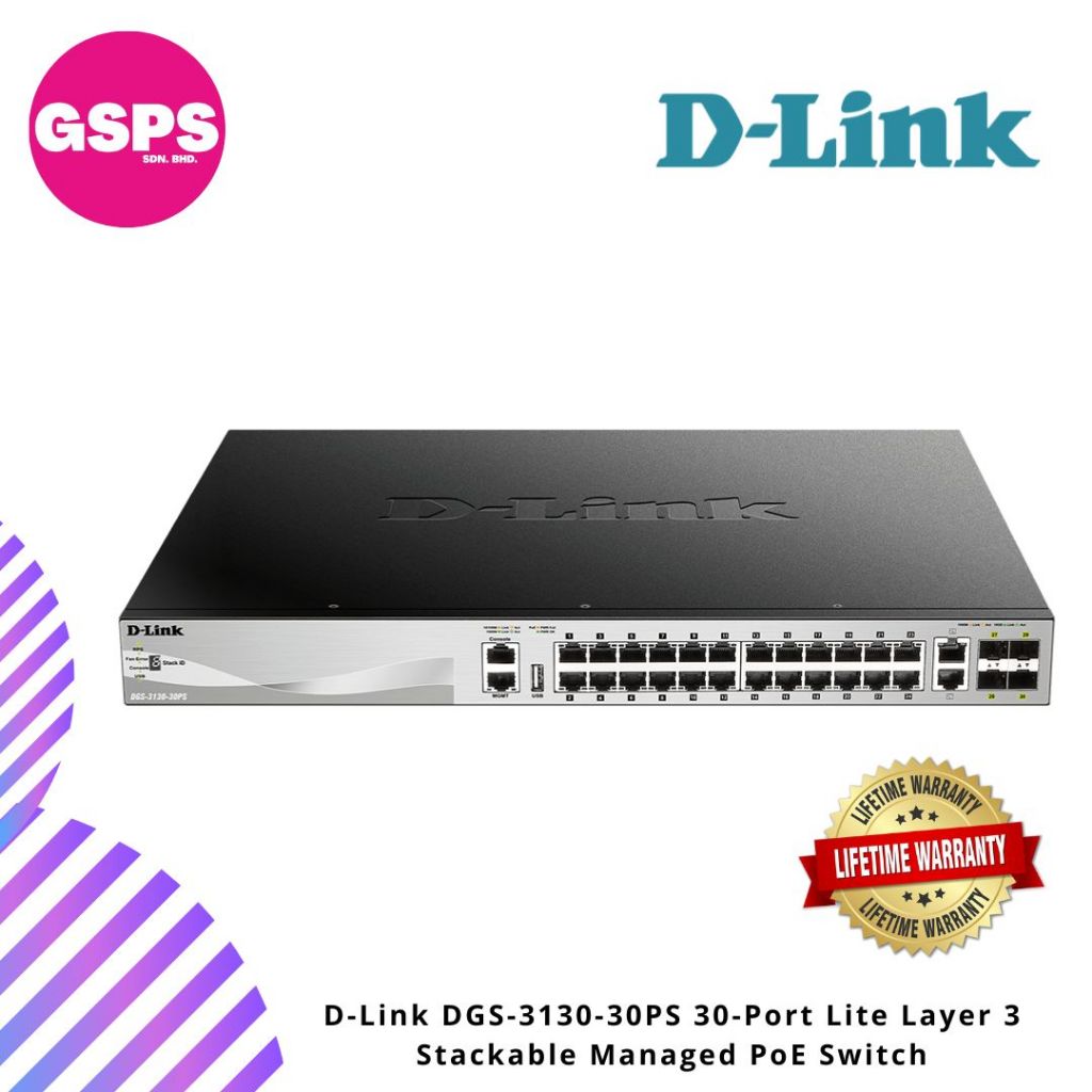 D-Link DGS-3130-30PS 30-Port Lite Layer 3 Stackable Managed PoE Switch | Shopee Malaysia
