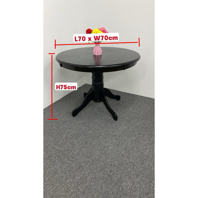 EWJ 2.5ft 3x5ft 4.5ft Wood Round Dining Table Meje Makan Bulat Solid Rubber Wood Wooden Murah ...