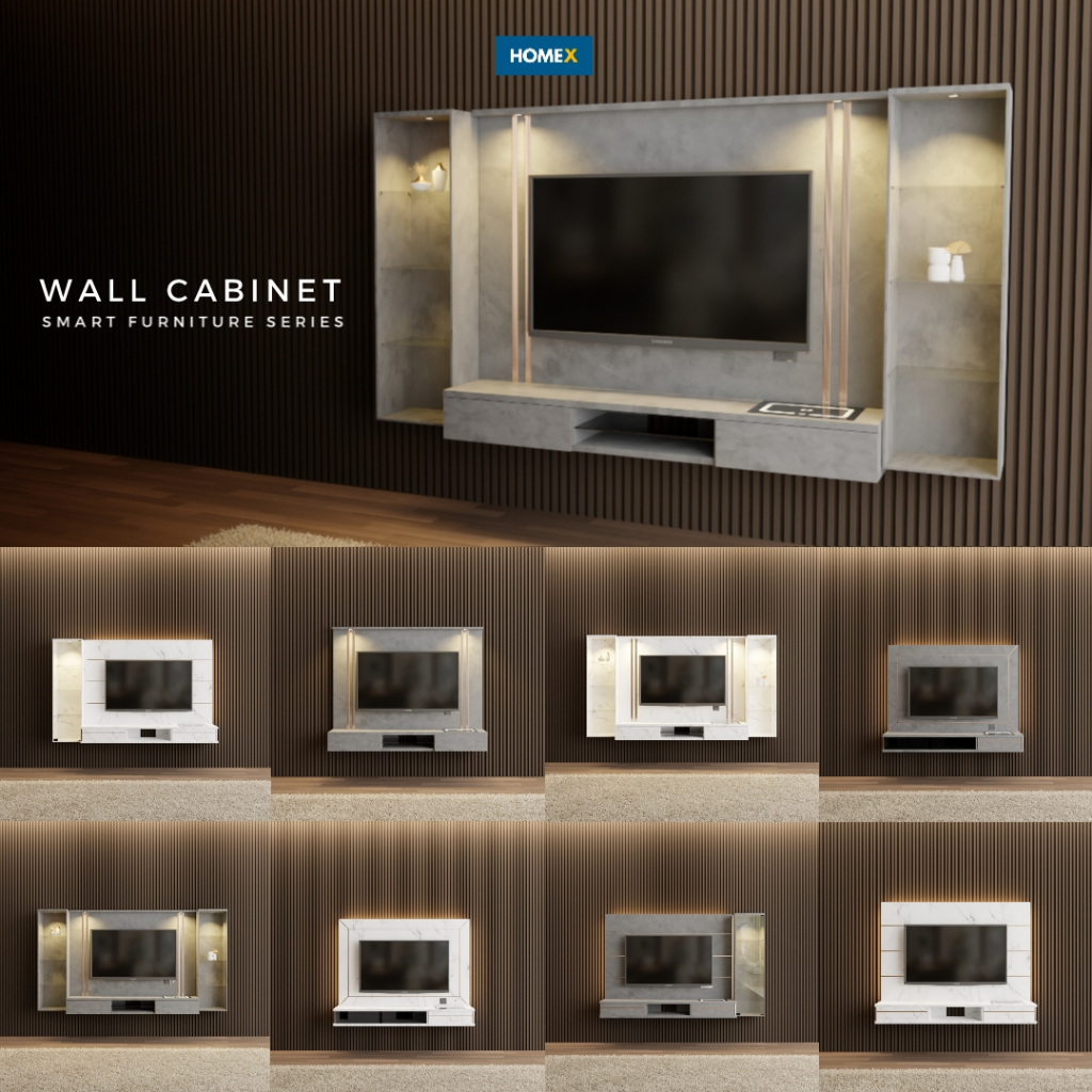 FREE INSTALL TV Cabinet Wall Mounted Hanging With LED Lighting Almari ...