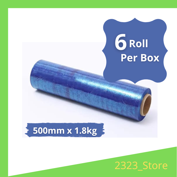 ( 6 ROLL ) BLUE COLOUR STRETCH FILM WRAPPING FILM 500MM X 1.8KG ...