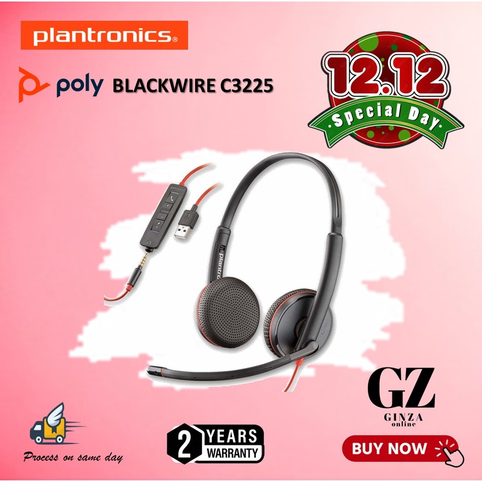 Plantronics / Poly Blackwire C3225-A USB type-A Corded Stereo Headset ...
