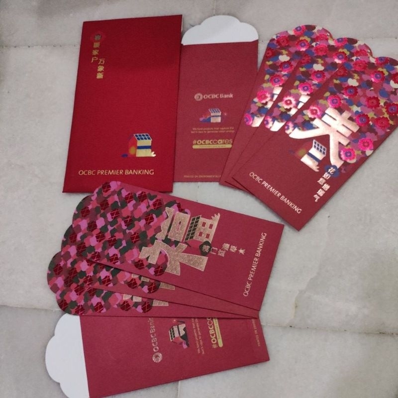 OCBC Premier 2021 Ang Pao Red Packet 8pcs 2 design with a cover ...