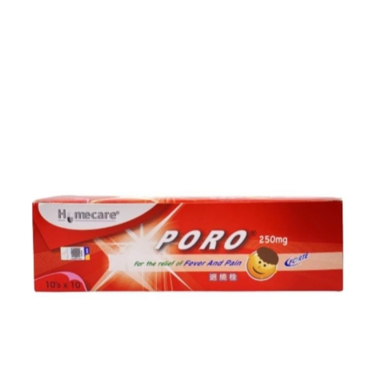 Homecare Poro Paracetamol suppository 250mg Fever and Pain 10's exp 10/ ...