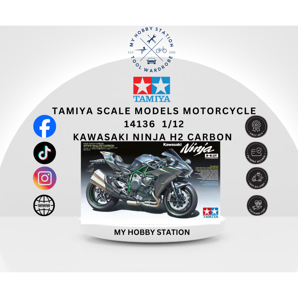 TAMIYA SCALE MODELS MOTORCYCLE #14136 - 1/12 KAWASAKI NINJA H2 CARBON [14136] | Shopee Malaysia