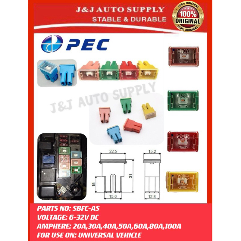 SBFC-AS ORIGINAL JAPAN PEC MAIN FUSE 20A,30A,40A,50A,60A FOR USE ON ...