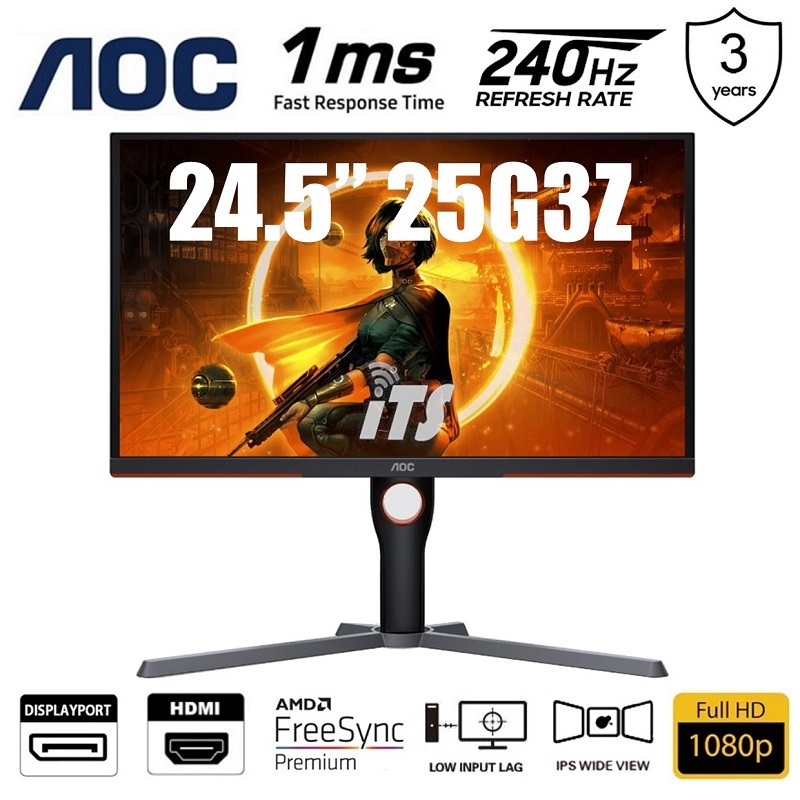 AOC 24.5" 25G3ZM VA / 25G3Z IPS 1ms 240Hz Gaming Monitor (Freesync Premium) | Shopee Malaysia