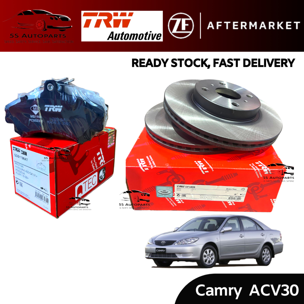 TRW Toyota Camry ACV30/31 & Ipsum ACM21 Front (Depan) Disc Rotor - 275MM (2 PC) & Disc Pad (4 ...