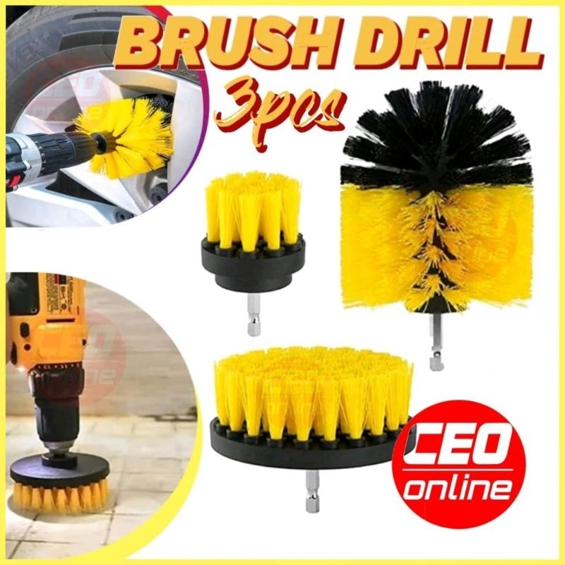 CEO 🇲🇾 3pcs Drill Brush Attachment Set Power Scrubber Brush With Drill ...