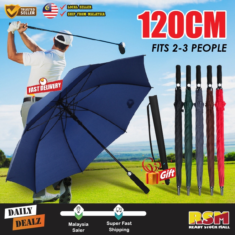 XL 120CM Big Size Umbrella Semi Auto Long Handle Parasol 8 Ribs Fits 2 ...