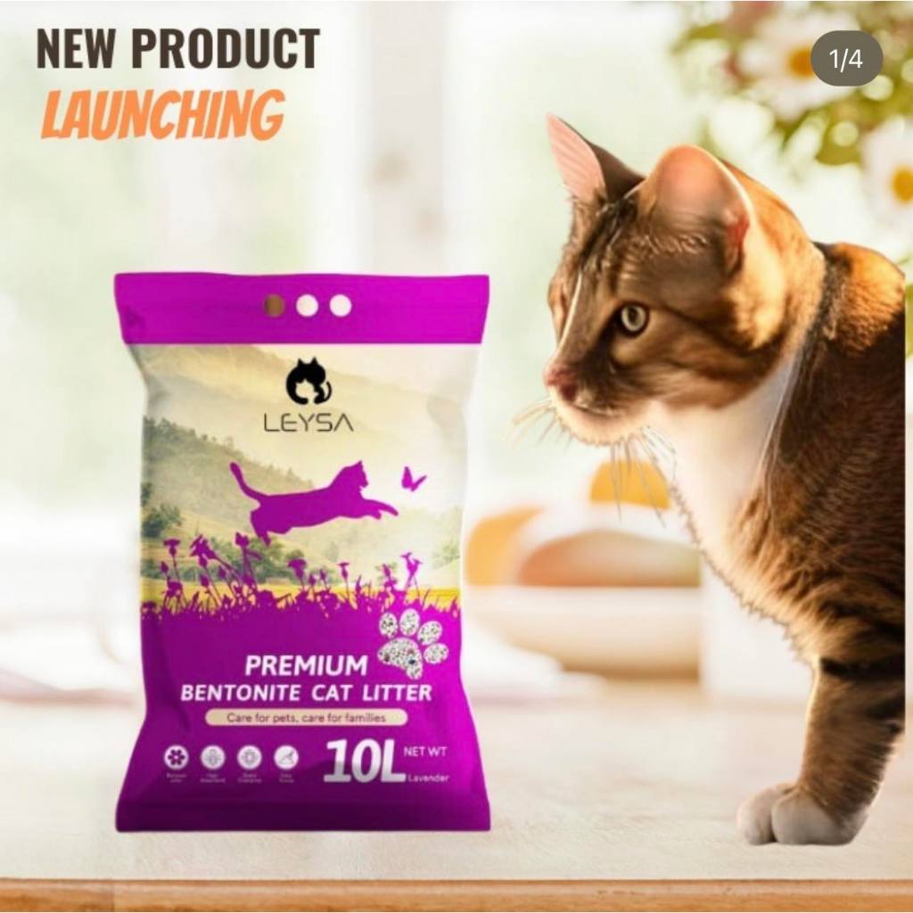 Leysa Bentonite Clumping Cat Litter 10L 7KG - Premium Pasir Kucing ...