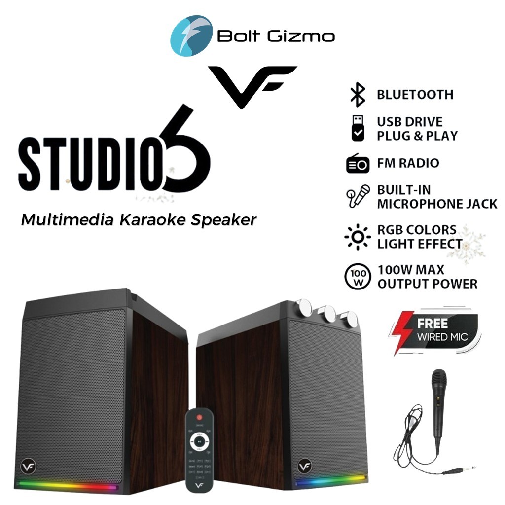Vinnfier VF Studio 6 Bluetooth FM Radio Karaoke Bookshelf RGB Light ...